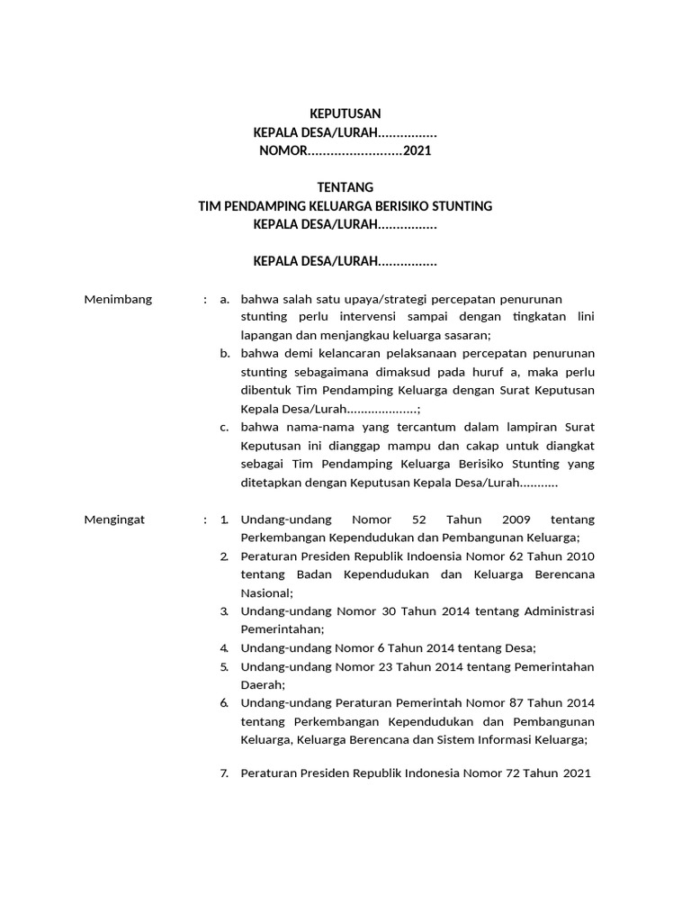 Draf SK Tim Pendamping Keluarga-Dikonversi | PDF