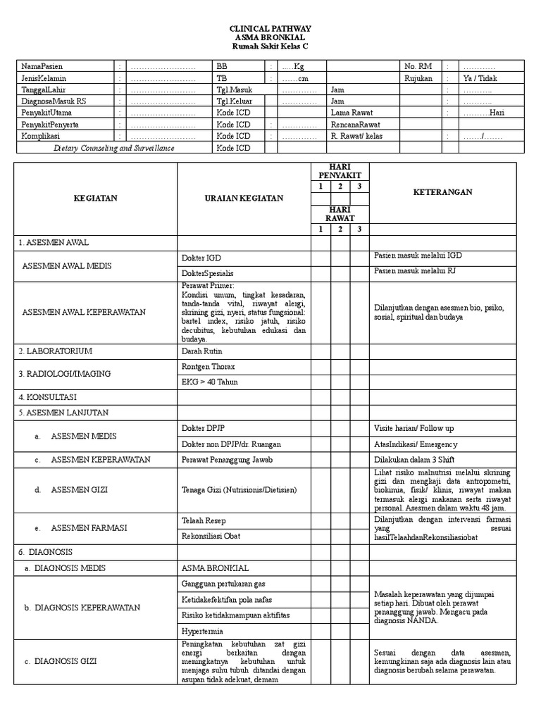 Clinical Pathway Asma Bronkial | PDF