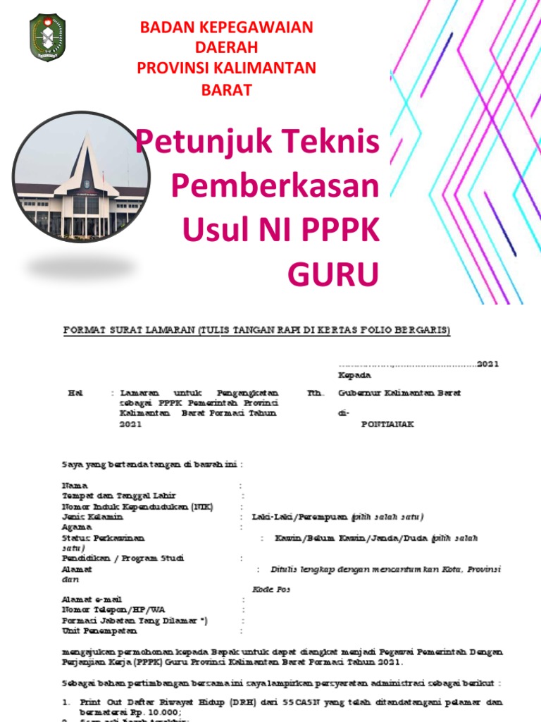 Petunjuk Teknis Dan Contoh Pemberkasan Usul Ni PPPK | PDF