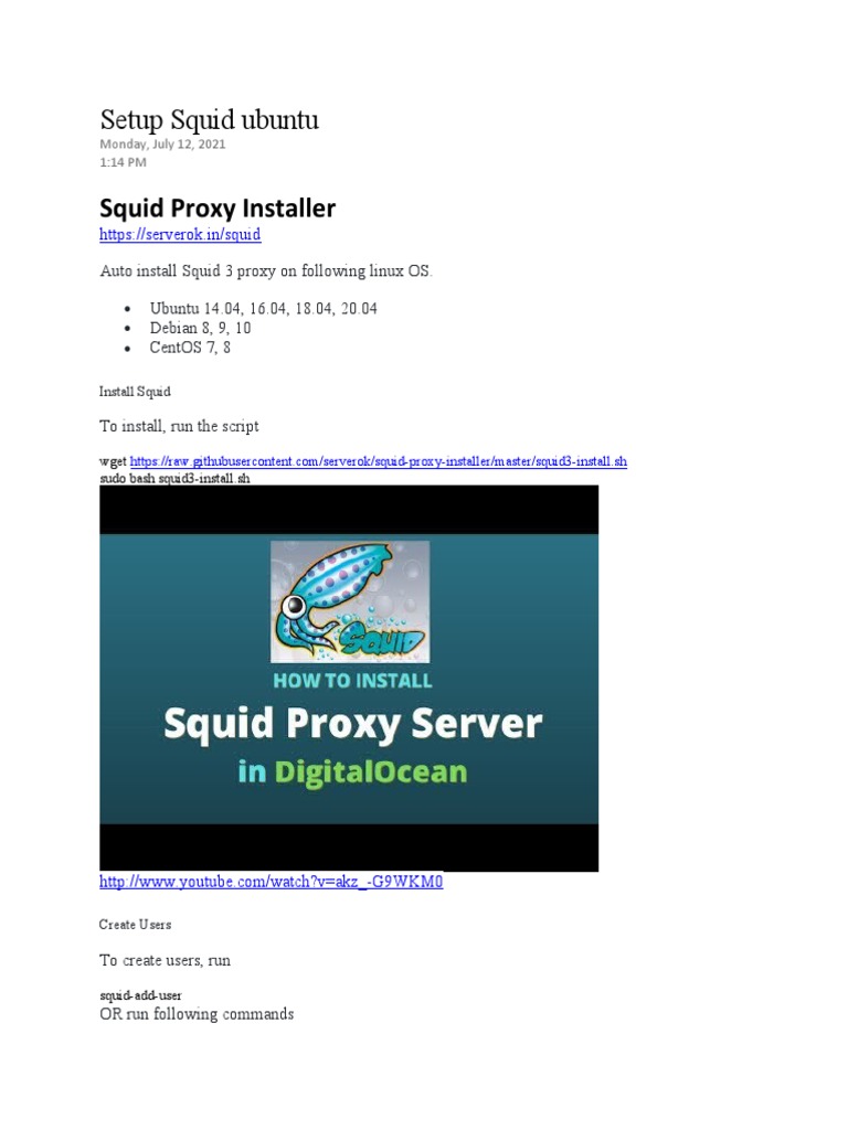 Setup Squid Ubuntu | PDF