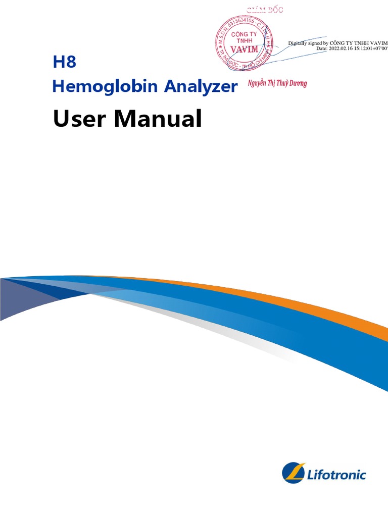User Manual: Hemoglobin Analyzer H8 | PDF | Glycated Hemoglobin ...