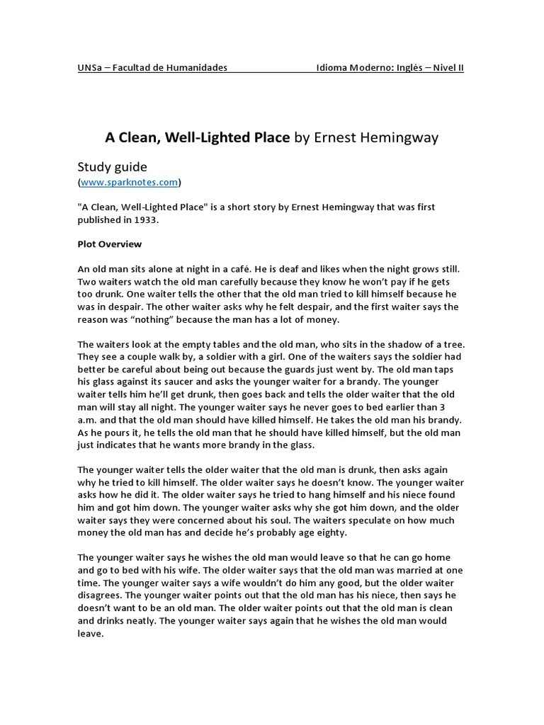 Guía de Estudio para A CLEAN, WELL-LIGHTED PLACE | PDF | Existentialism ...