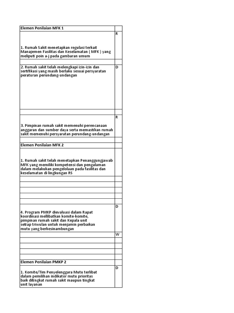 Elemen Penilaian MFK 1-3 | PDF
