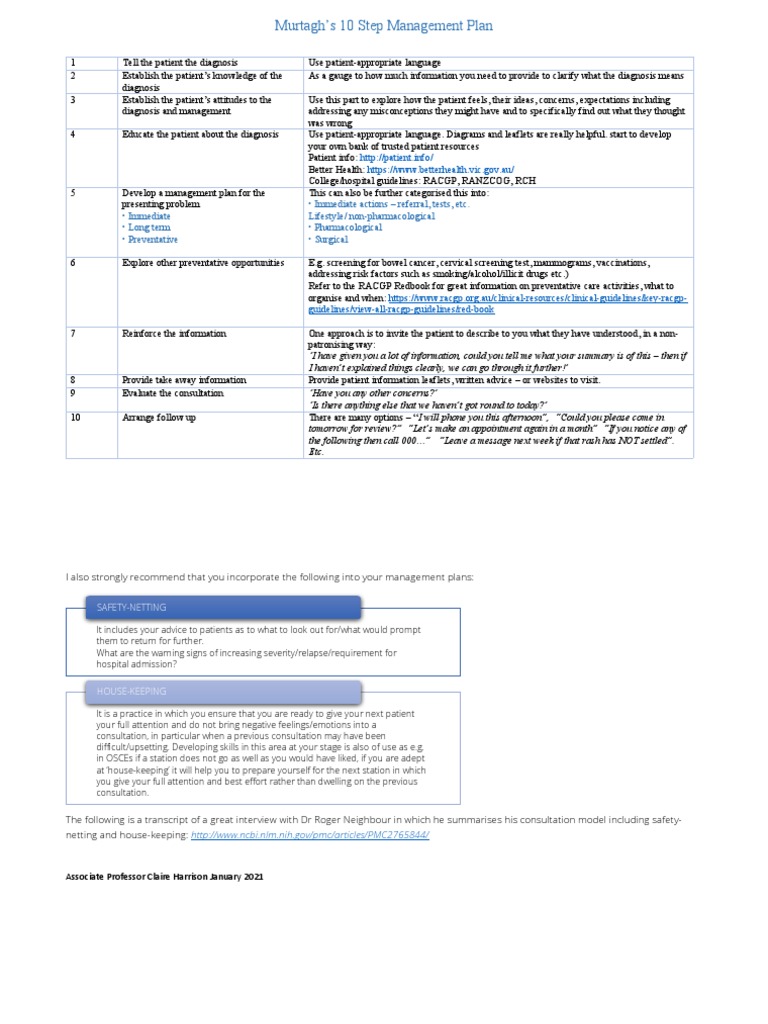 Murtagh’s 10 Step Management Plan | PDF | Preventive Healthcare ...