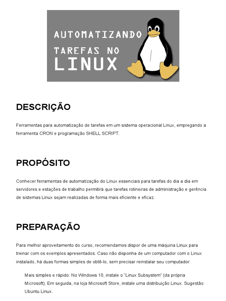 5automatizando Tarefas No Linux | PDF | Linux | Linguagem de script