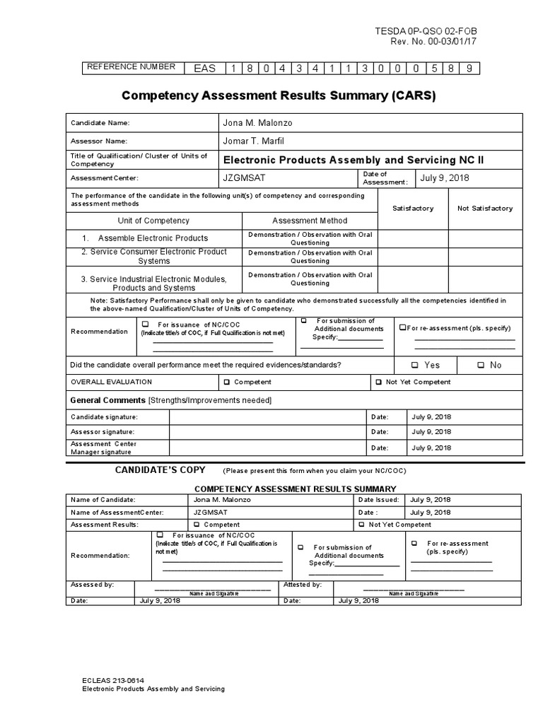 Competency Assessment Results Summary-FINAL | PDF