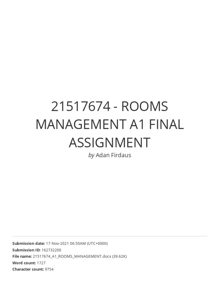 Rooms Management A1 Final Assignment | PDF