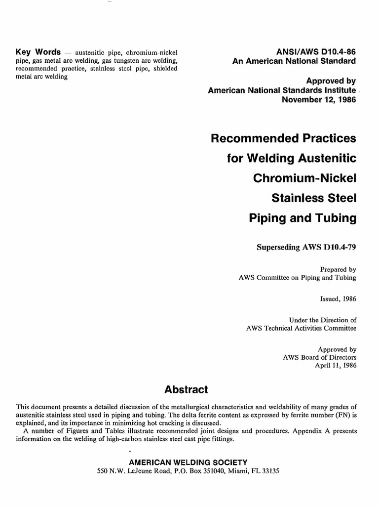 Aws D10.4-1986 | PDF | Welding | Construction