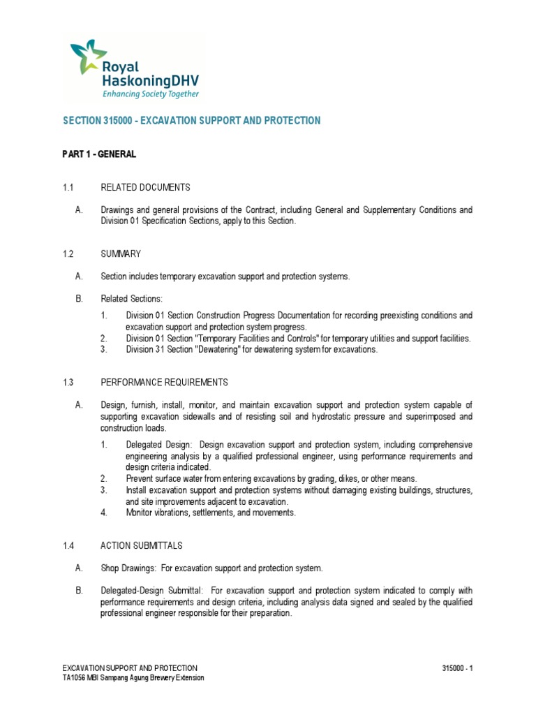 Section 315000 - Excavation Support and Protection: Part 1 - General ...