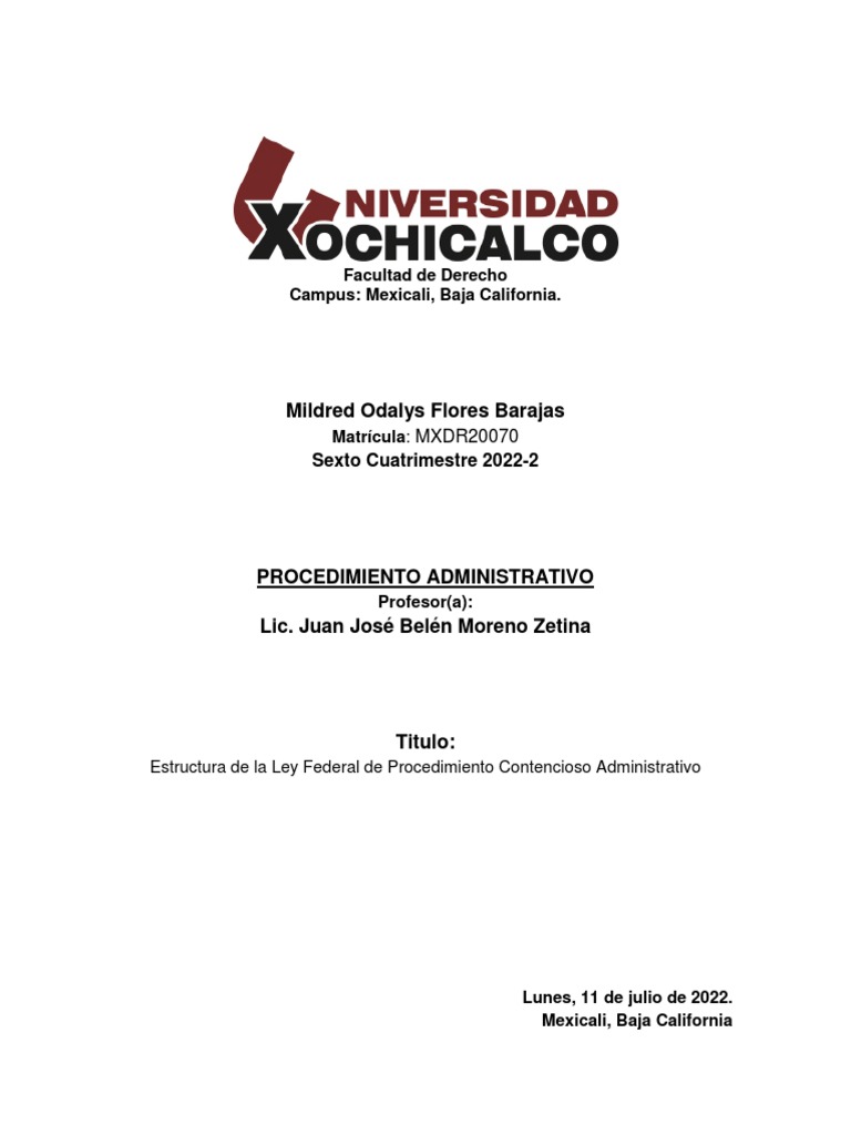 Estructura de La Ley Federal de Procedimiento Contencioso ...