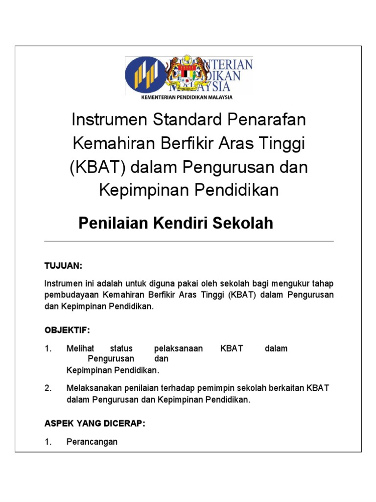 Pemantauan KBAT dalam Pendidikan | PDF