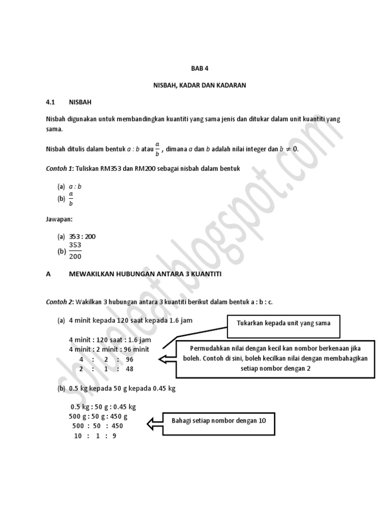 Nota Ringkas Math Form 1 BAB 4 | PDF
