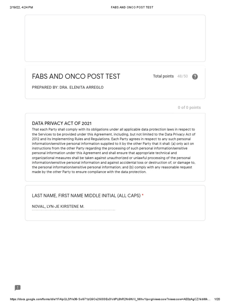 Fabs and Onco Post Test | PDF | Cancer | Neoplasms