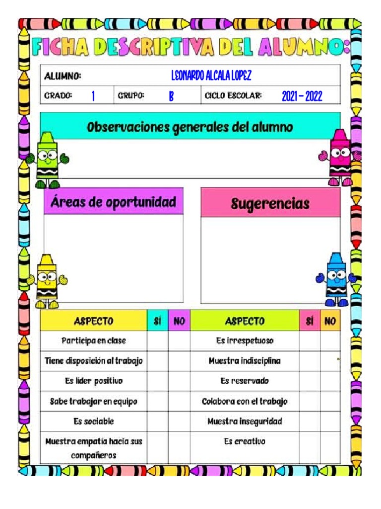 Fichas Descriptivas Cuarto Grado Geografia