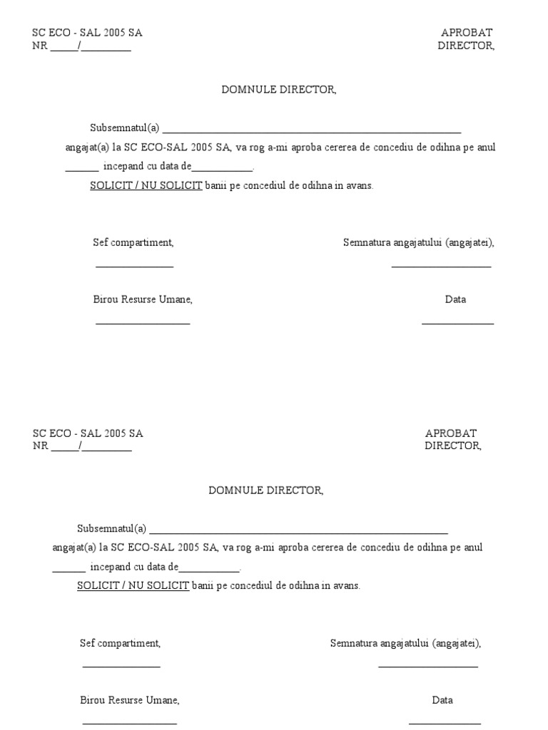 cerere concediu