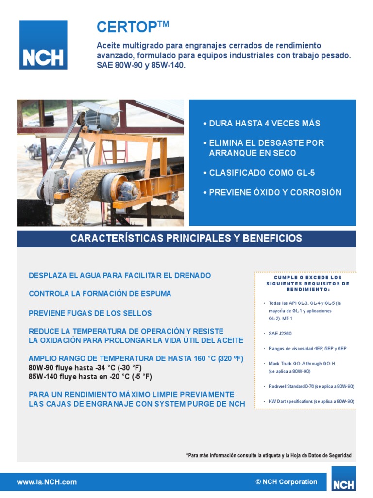 NCH Lub La 0021 0022 Certop 2021 | PDF | Engranaje | Lubricante