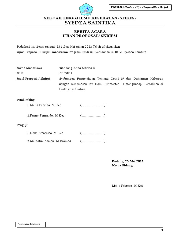 Form Ujian Proposal & Skripsi Sondang | PDF