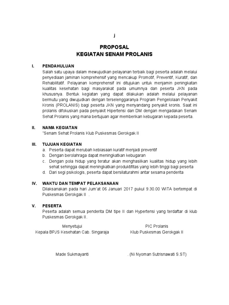 FORMAT SPJ Senam Prolanis | PDF