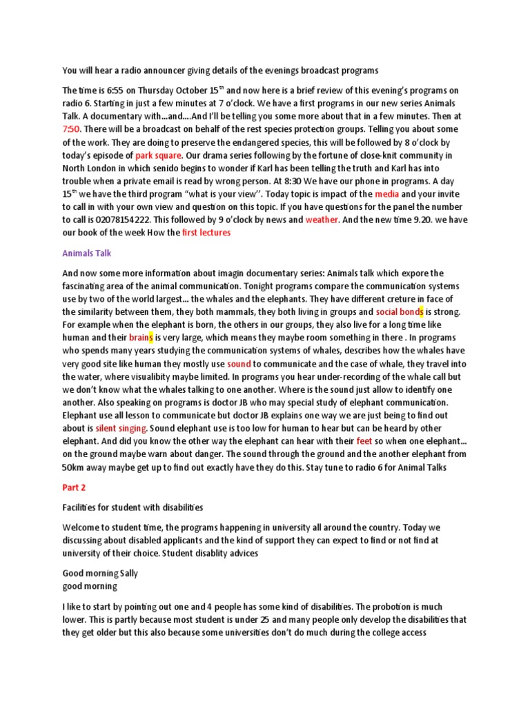 7:50 Park Square: Animals Talk | PDF | Communication | Cognitive Science