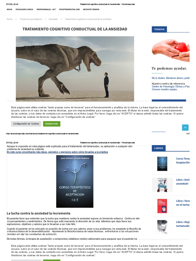 Tratamiento Cognitivo Conductual de La Ansiedad - Psicoterapeutas | PDF ...
