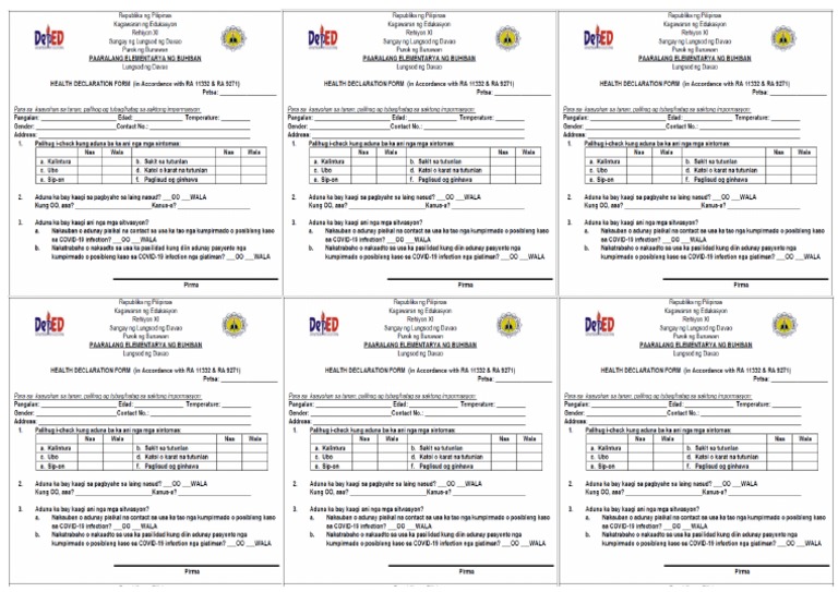 f2f Health Form | PDF