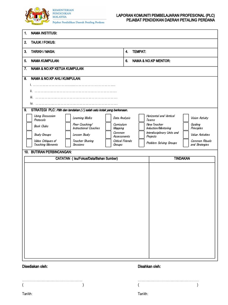 Borang Laporan PLC | PDF