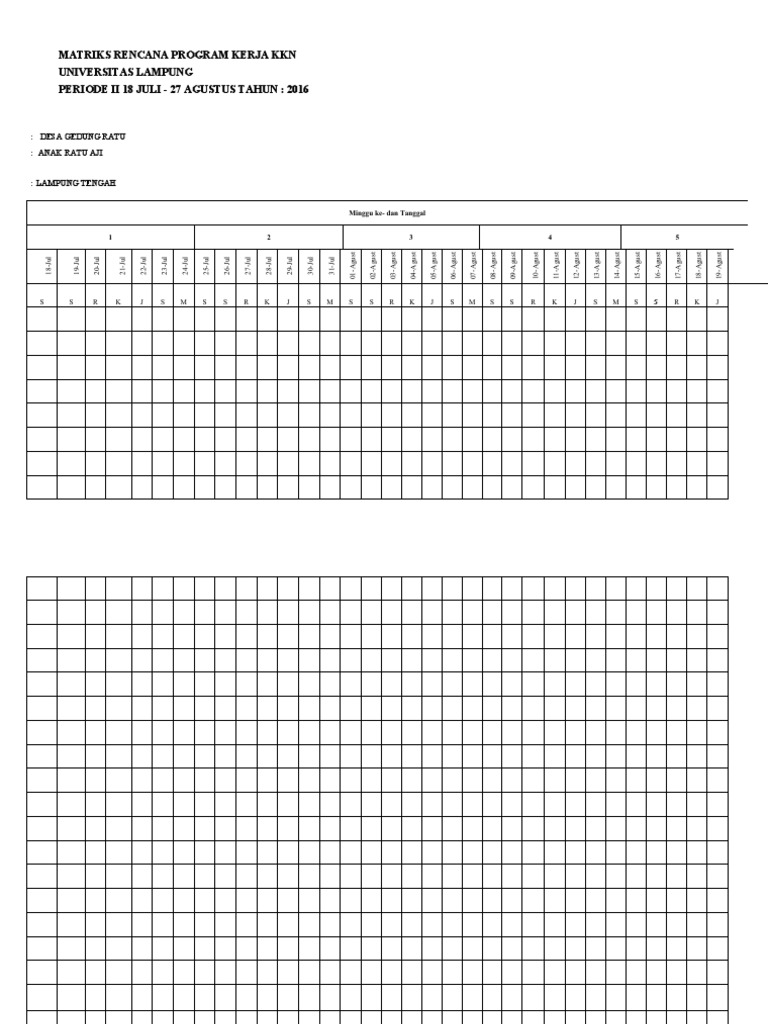 Matriks Rencana Program Kerja KKN | PDF Matriks Rencana Program Kerja KKN | PDF