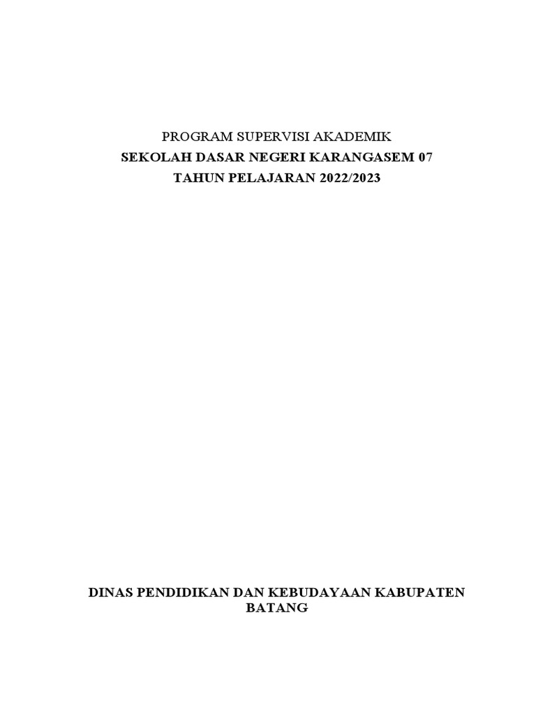 Contoh Program Supervisi Akademik | PDF