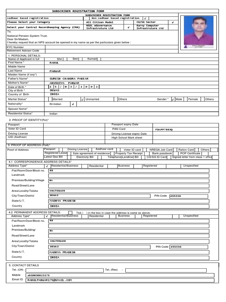 Subscriber Registration Form | Download Free PDF | Asset Allocation ...