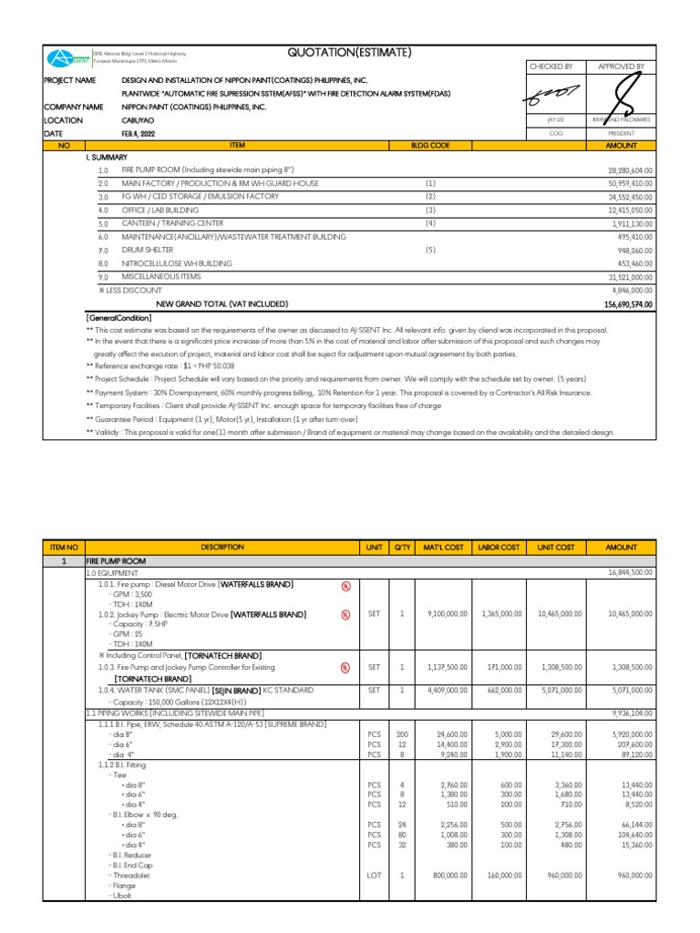 01 Quotation - Nippon Paint Philippines - Ajssent Inc - Rev6-1 | PDF ...