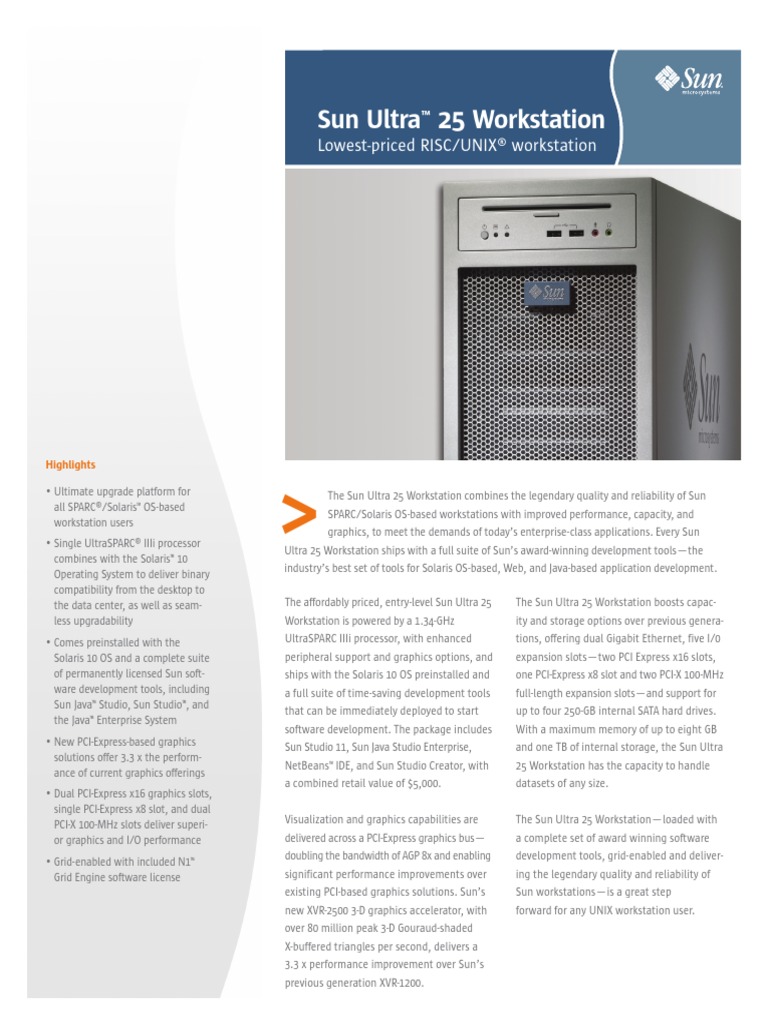 Sun Ultra™ 25 Workstation | PDF | Workstation | Information Age