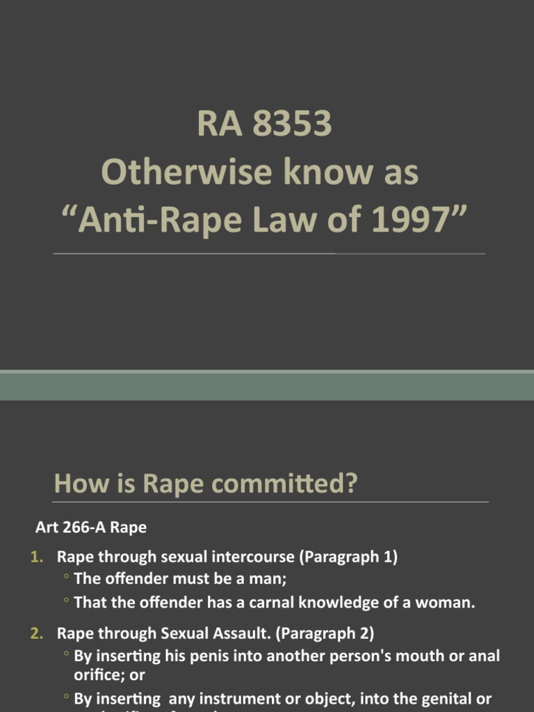 RA 8353 | PDF | Rape | Sexual Assault