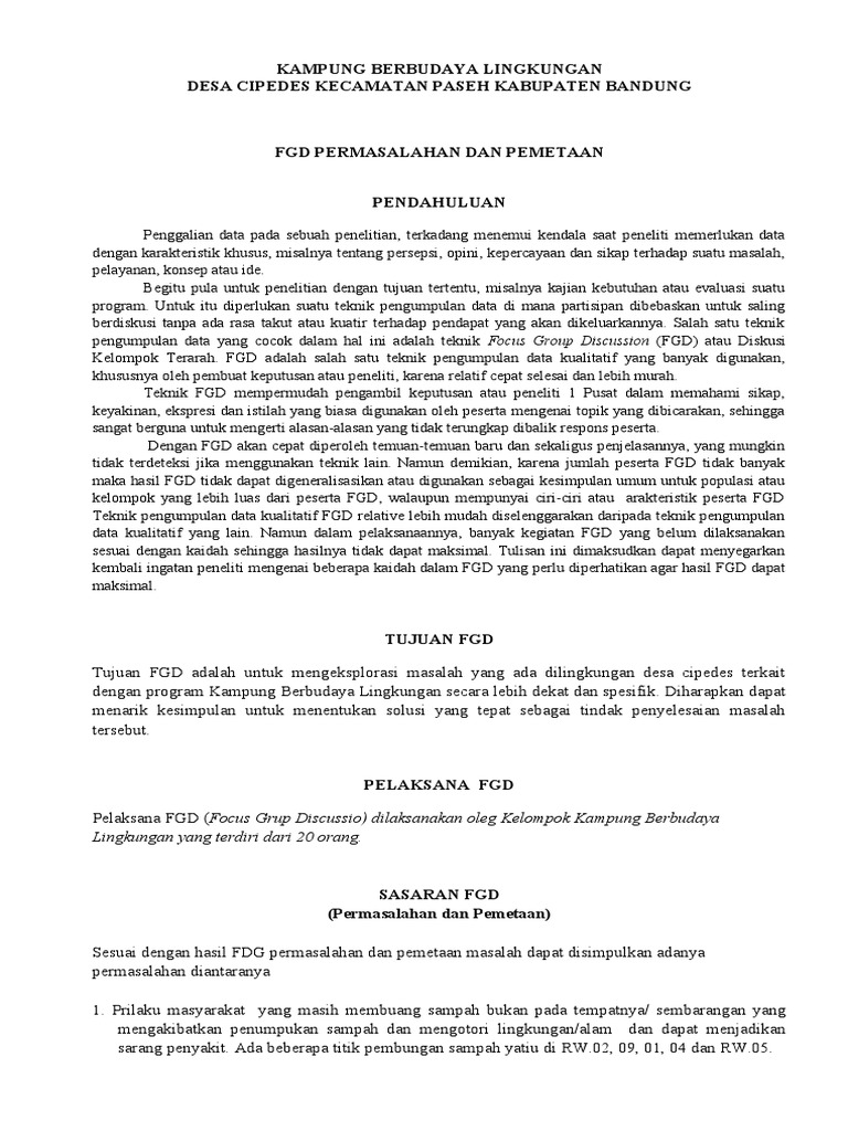 FGD Permasalahan Dan Pemetaan | PDF