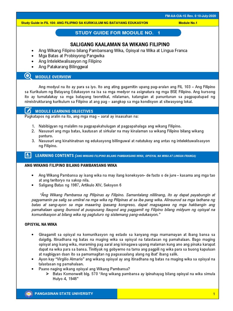 Fil104 SG Module1 | PDF