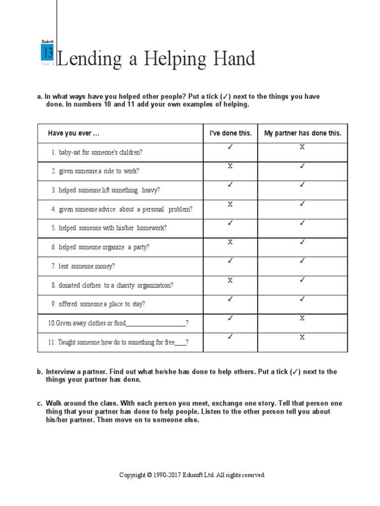 Lending A Helping Hand: Have You Ever I've Done This. My Partner Has ...