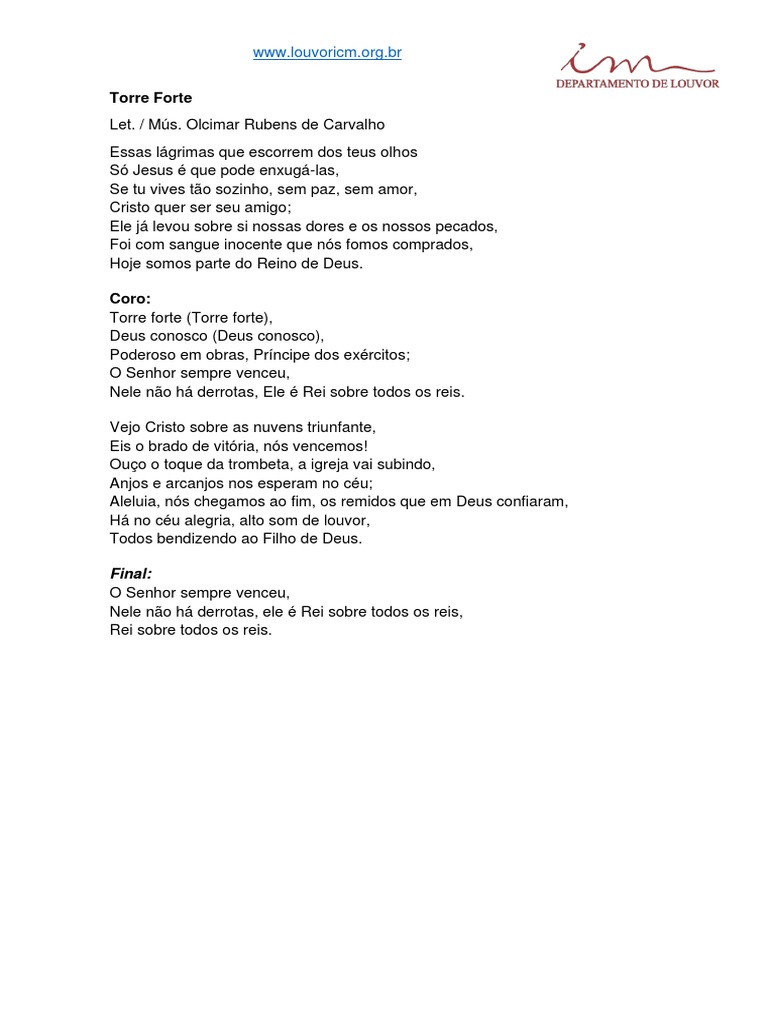 Torre Forte - Letra (Site Louvor ICM) | PDF