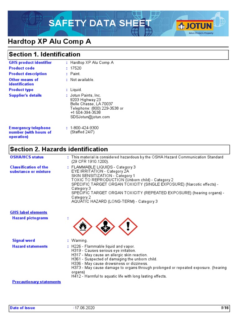 SDS 17520 Hardtop XP Alu Comp A Eng US | PDF | Firefighting | Chemistry