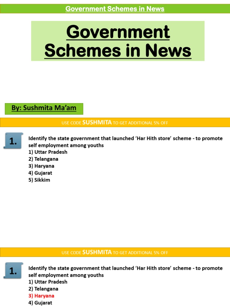 Government Schemes in News | PDF | Economies