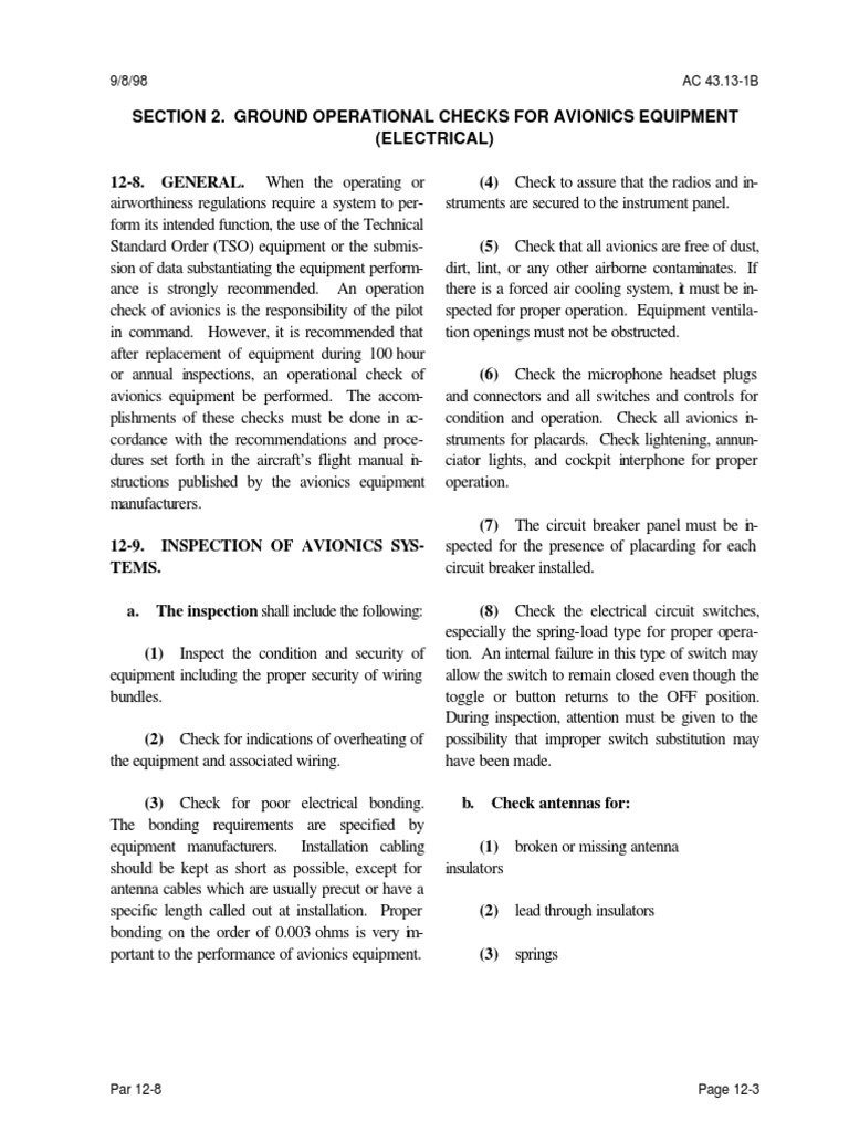 Ground Operational Checks For Avionics Equipment | PDF | Flight ...