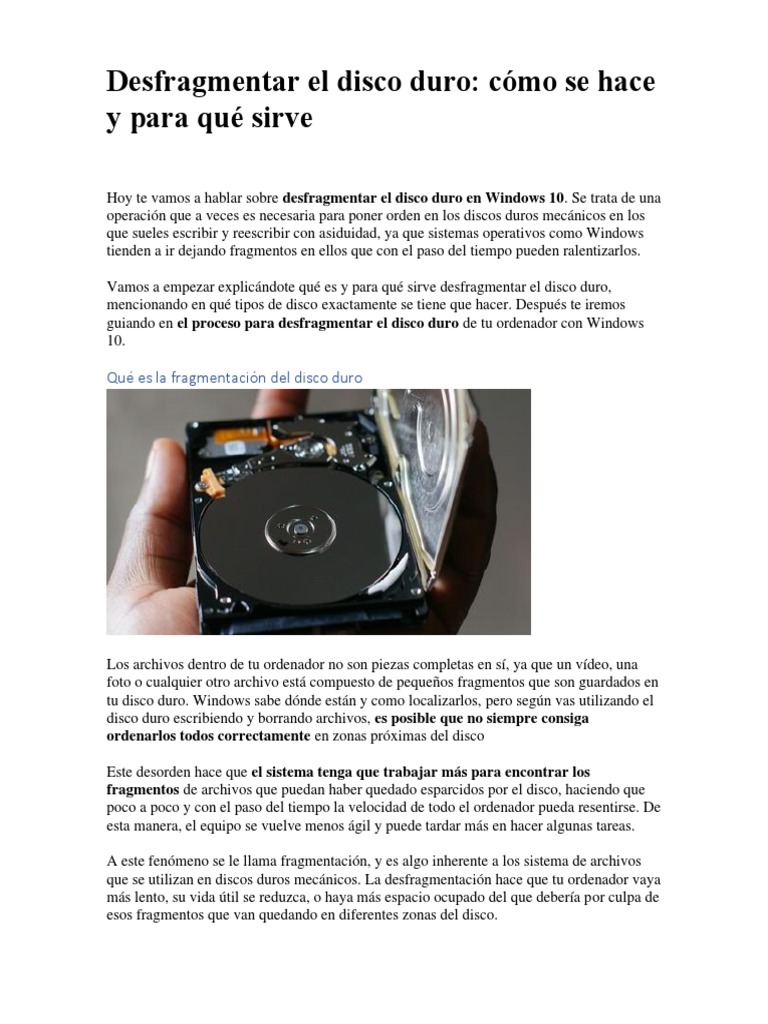 Desfragmentar El Disco Duro | PDF | Archivo de computadora | Disco duro