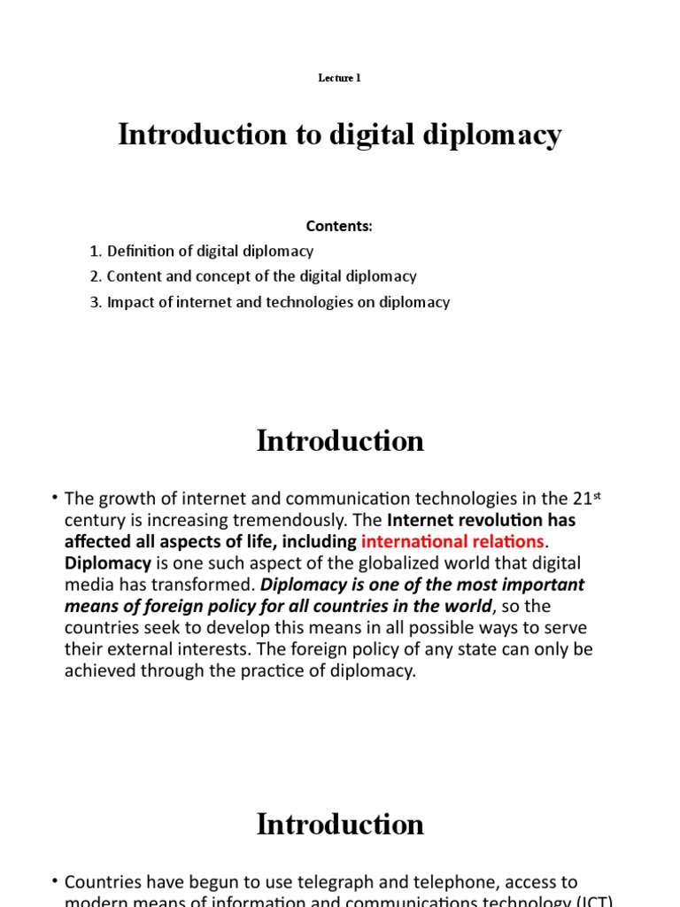 Introduction To Digital Diplomacy | PDF | Internet | Diplomacy