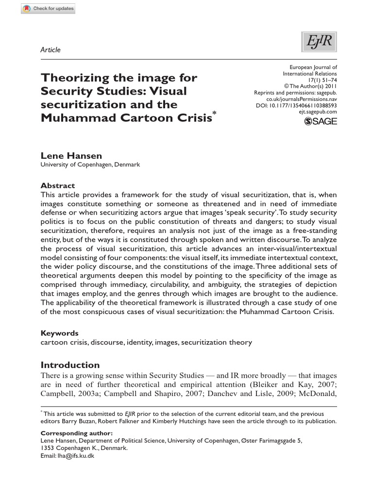 Theorizing The Image For Security Studies: Visual Securitization and ...
