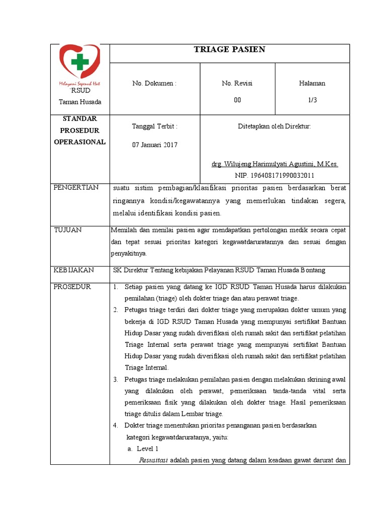 SPO Triage Pasien IGD | PDF
