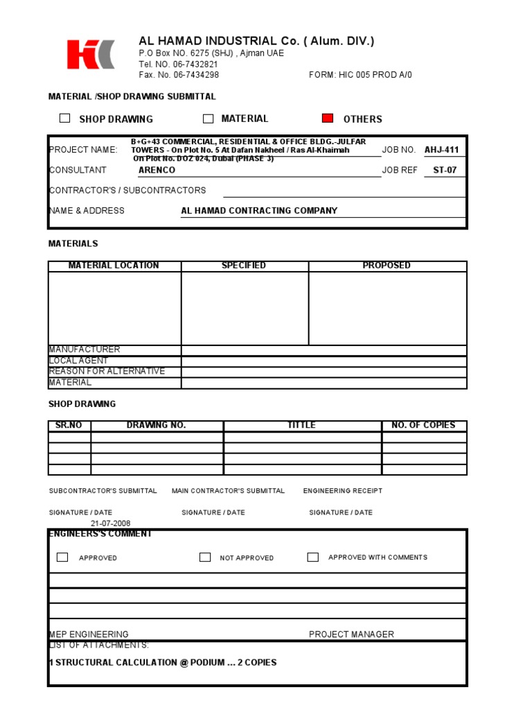 411 Submittal Form Structural Calc R-1 | PDF