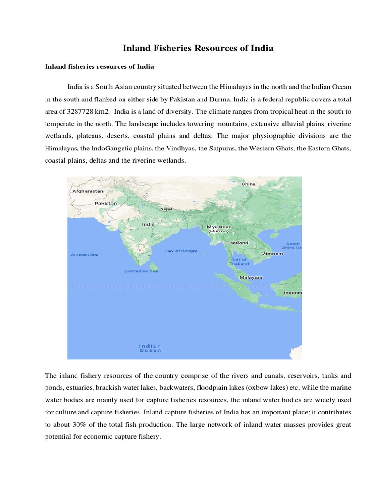 Inland Fisheries Resources of India | PDF | Exclusive Economic Zone | River