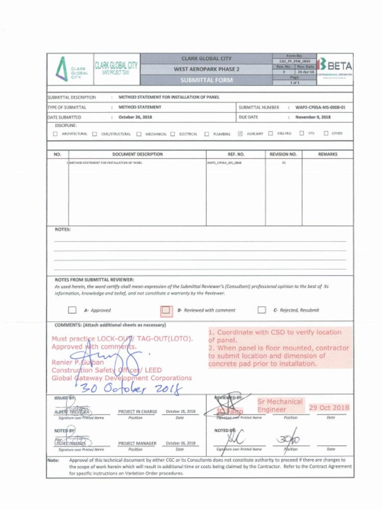Panel Installation Method Statement | PDF | Personal Protective ...
