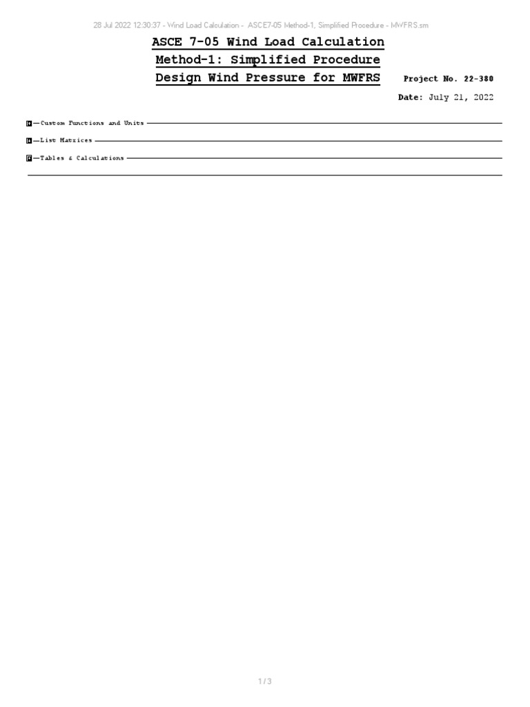 Wind Load Calculation - ASCE7-05 Method-1, Simplified Procedure - MWFRS ...