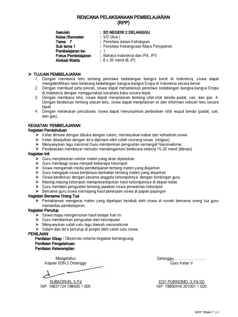 RPP TEMA 7 1 - Edy | PDF