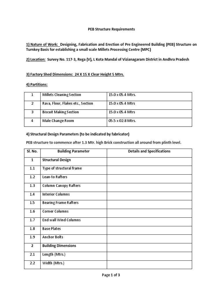 PEB Structure To Commence After 1.3 Mtr. High Brick Construction All ...