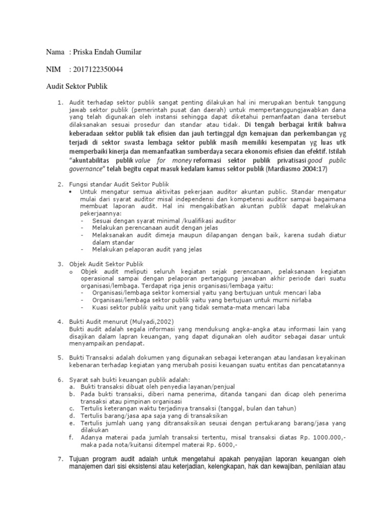 Uas Audit Sektor Publik PDF | PDF | Bisnis | Pengelolaan Keuangan & Uang